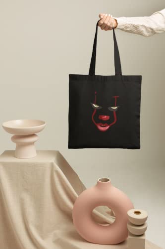 Pop Threads Clown Face Horror Scary Movie Halloween Spooky Natural 15x15 inches Large Canvas Tote Bag