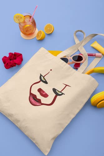 Pop Threads Clown Face Horror Scary Movie Halloween Spooky Natural 15x15 inches Large Canvas Tote Bag