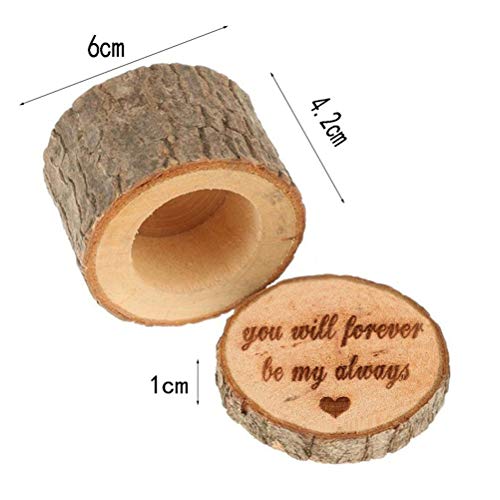 Numblartd Rustic Wooden Printed Wedding Ring Holder Box - Shabby Ring Bearer Box for Valentines Day Anniversary Engagement Wedding Gift Jewelry Box (Forever and Always)