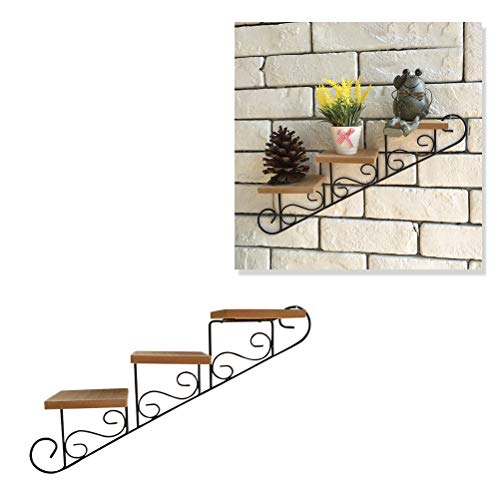 VORCOOL Vintage Floating Shelves Wall Mounted Shelf Wood Look Accent Furniture with Metal Frame for Hallway Entryway Living Room Bedroom Bathroom Kitchen