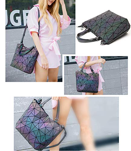Geometric Luminous Purses and Handbags Holographic Reflective Crossbody Bag Wallet Flash Rainbow Tote NO.1P