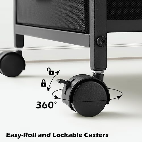 TOPSKY Mobile Cabinet, Fabric Storage Tower with Anti-Drop Drawers for Home Office (Black, 5 Drawers)