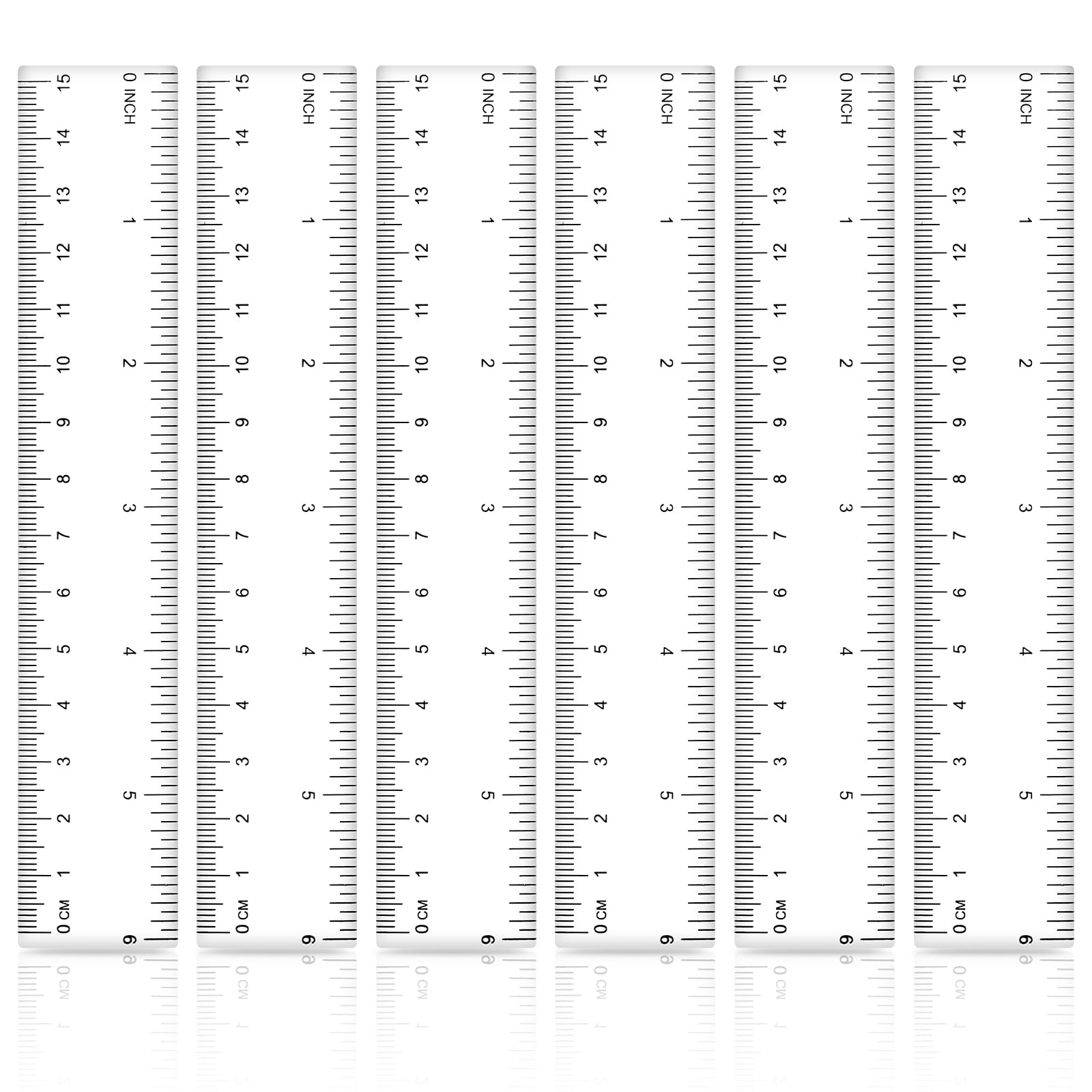 6Pcs 6 inch Ruler Clear Plastic Ruler Plastic Ruler Drafting Tools, Straight Shatterproof Rulers Transparent Rulers for Office Supply Ruler (Clear)