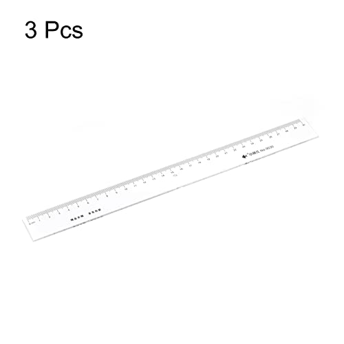 HARFINGTON 3pcs Straight Ruler 30cm Metric Clear Measuring Tool with PVC Bag for Classrooms Home Office, Transparent