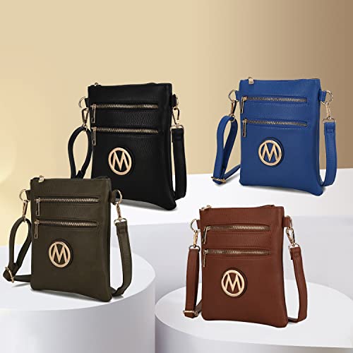 MKF Crossbody Bag for Women β Adjustable Strap β PU Leather Designer Crossover Lady Handbag Small Messenger Purse Black