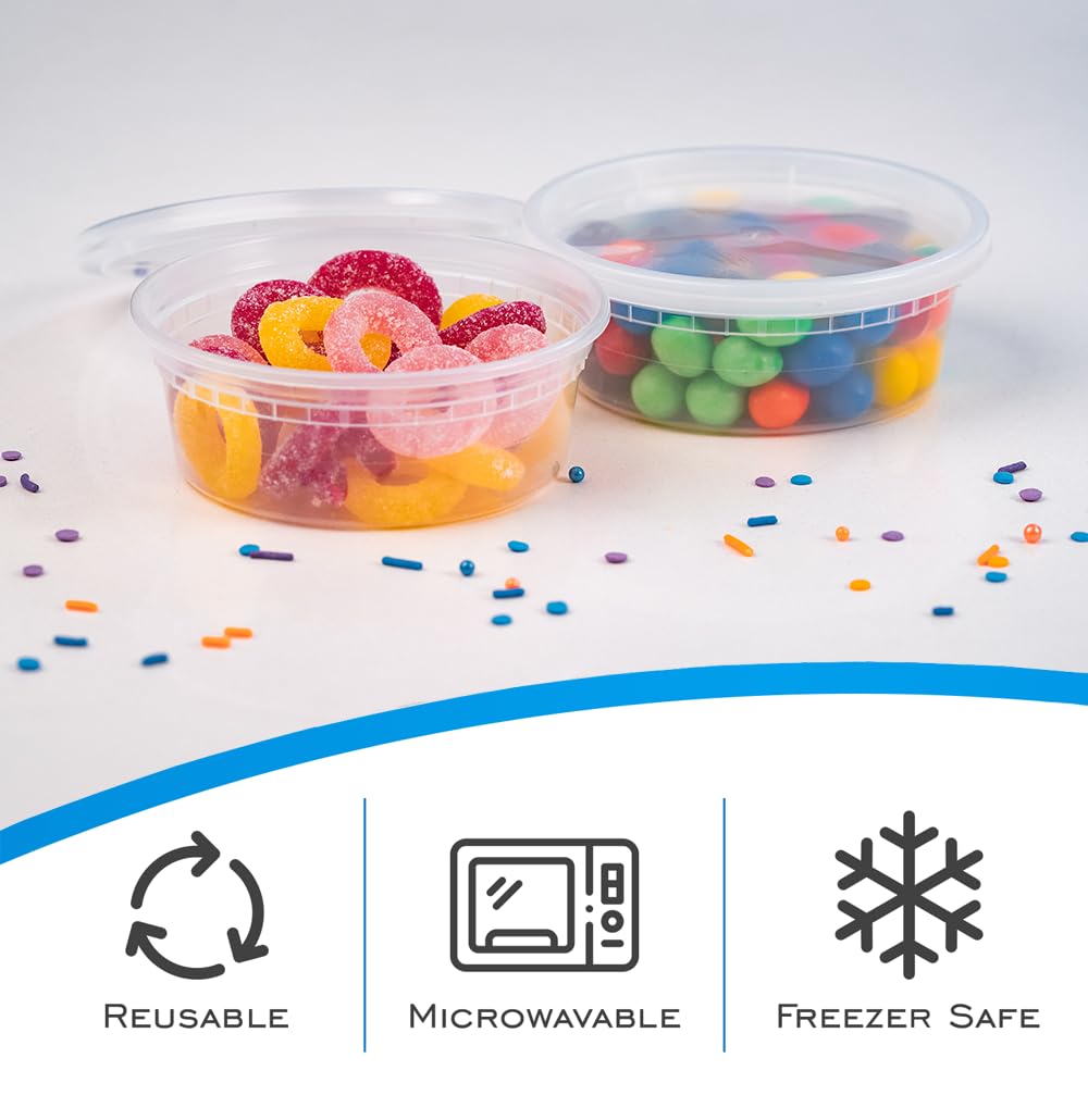 EDI Deli Food Storage Containers with Lids 50 Sets (8oz)