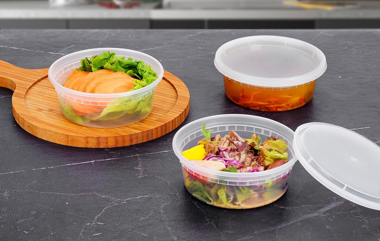 EDI Deli Food Storage Containers with Lids 50 Sets (8oz)