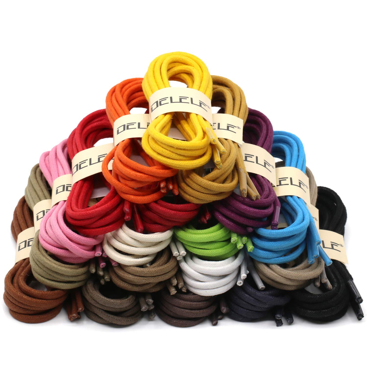 DELELE Round Cotton Waxed Shoelaces: 7/50 Inches Beige Dress Shoe Laces for Boot 2 Pair 35 inch