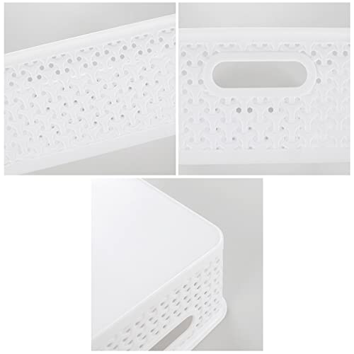 CadineUS Plastic Weave Baskets, 6 Pack Small Plastic Storage Basket Bins