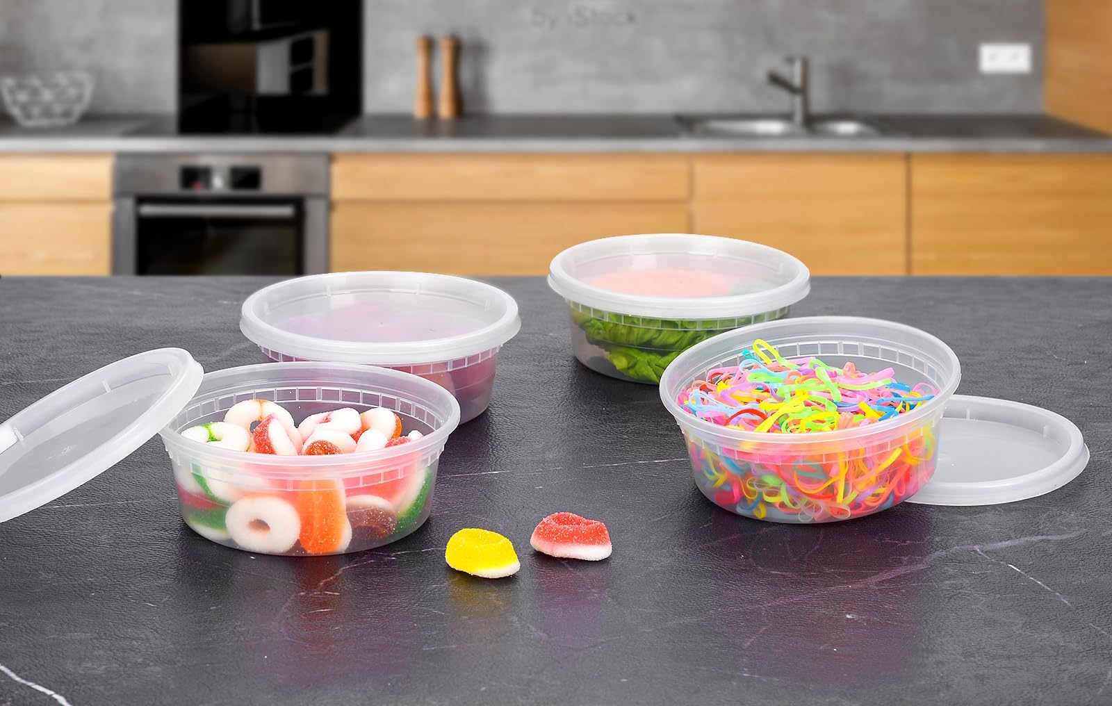 EDI Deli Food Storage Containers with Lids 50 Sets (8oz)