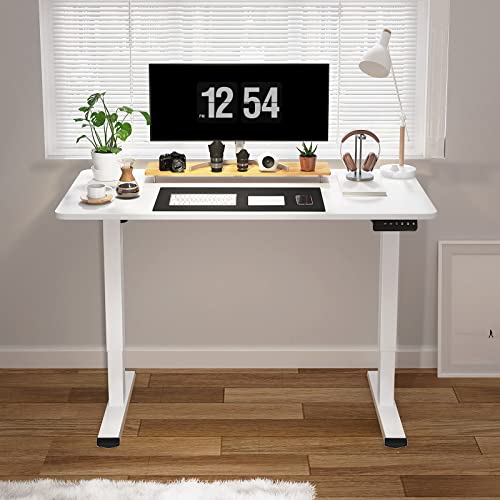 FLEXISPOT EN1 Large Stand Up Desk 55 Inches Whole-Piece Desk Computer Workstation Ergonomic Memory Controller Height Adjustable Standing Desk (White Frame + 55" White Top, 2 Packages)