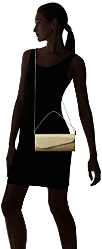 Damara Womens Oblique Flap Glitter Clutch Handbags (Gold)