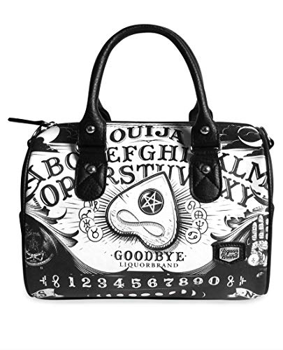 Liquorbrand Liquor Brand Ouija Board II Occult Horror Goth Round Purse Handbag, Black, Medium
