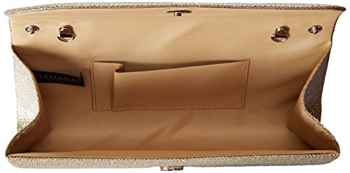 Damara Womens Oblique Flap Glitter Clutch Handbags (Gold)