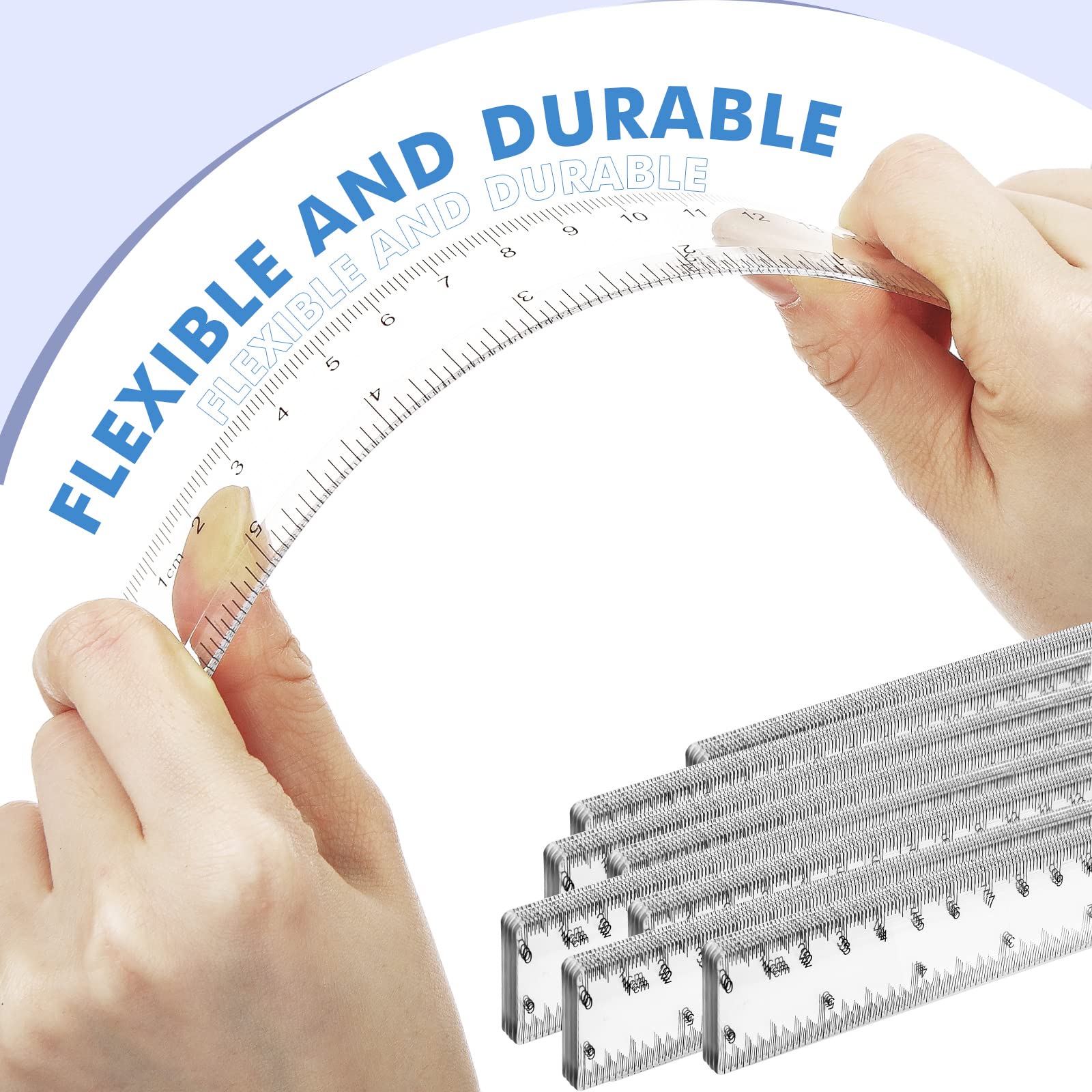 Zonon 200 Pcs 6 Inch Rulers Bulk Clear Plastic Flexible Straight Rulers with Inches and Centimeters First Day of School Gift for Students Back to School Office Supplies