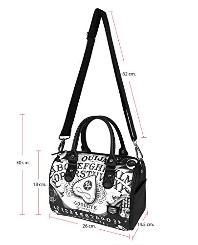 Liquorbrand Liquor Brand Ouija Board II Occult Horror Goth Round Purse Handbag, Black, Medium