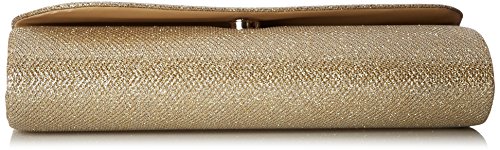 Damara Womens Oblique Flap Glitter Clutch Handbags (Gold)