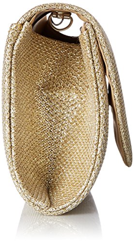 Damara Womens Oblique Flap Glitter Clutch Handbags (Gold)