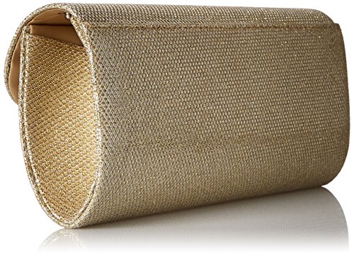 Damara Womens Oblique Flap Glitter Clutch Handbags (Gold)