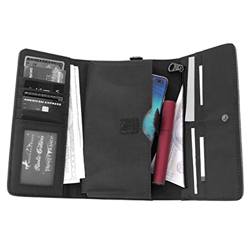 Montana West Womens Wallet Clutch Wallets Credit Card Coin Bill Try Fold Accordion (Patina Buckle Black)