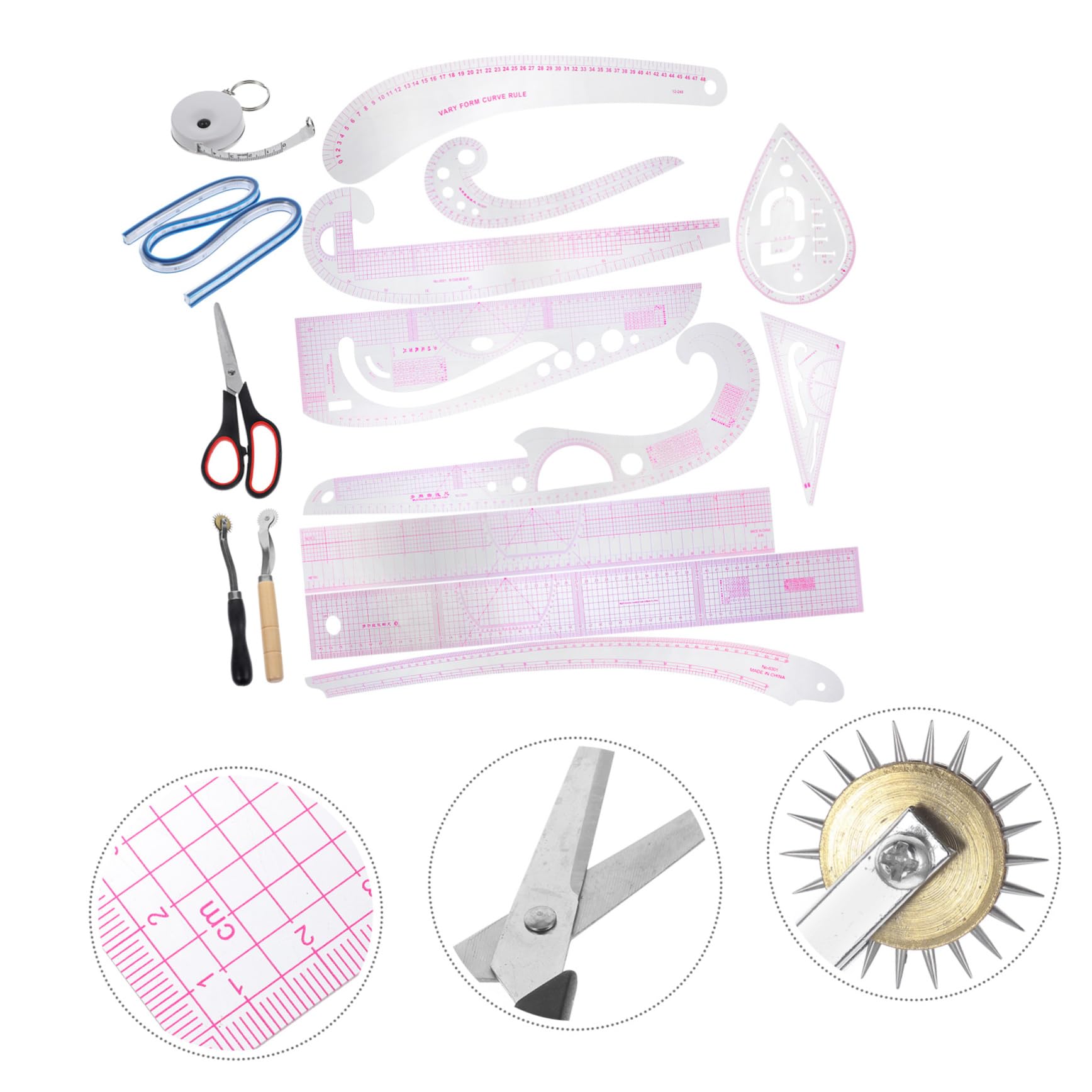 COHEALI All-in-one Sewing Ruler Set 15 Pieces Metric Imperial Rulers French Curve Tailor Ruler for Dressmaking Quilting Sewing Projects