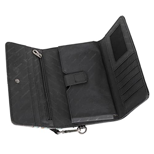 Montana West Womens Wallet Clutch Wallets Credit Card Coin Bill Try Fold Accordion (Patina Buckle Black)