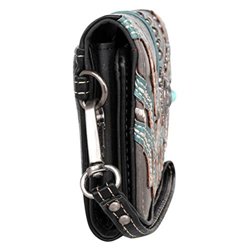 Montana West Womens Wallet Clutch Wallets Credit Card Coin Bill Try Fold Accordion (Patina Buckle Black)