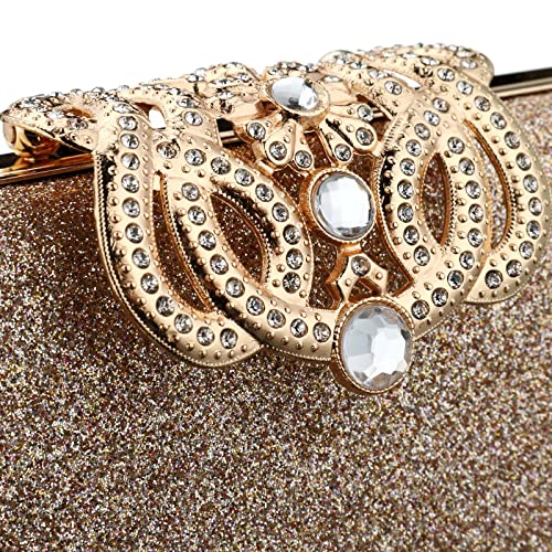 Womens Glitter Evening Bag Bling Cocktail Party Sequin Handbag Prom Party Wedding Purse (Rose gold color)