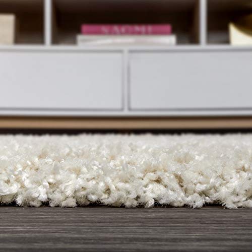 JONATHAN Y MCR100D-8 Mercer Shag Plush Tassel Indoor Area-Rug Bohemian Modern Contemporary Solid Easy-Cleaning Bedroom Kitchen Living Room, 8 X 10, Cream with Tassel