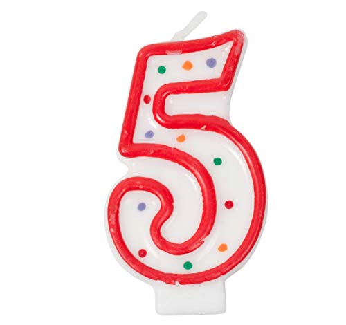 Jacent Polka Dot Number Birthday Candle Cake Topper - #5 Candle