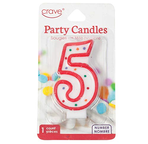 Jacent Polka Dot Number Birthday Candle Cake Topper - #5 Candle
