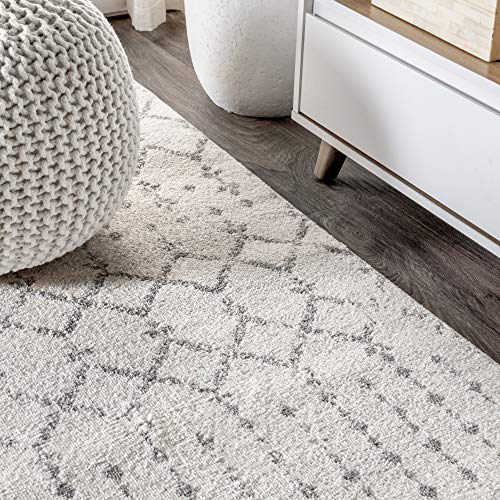 JONATHAN Y MOH101B-5 Moroccan Hype Boho Vintage Diamond 5 ft. x 8 ft. Area-Rug, Bohemian, Southwestern, Casual, Transitional, Pet Friendly, Non Shedding, Stain Resistant, Easy-Washing, Cream/Gray