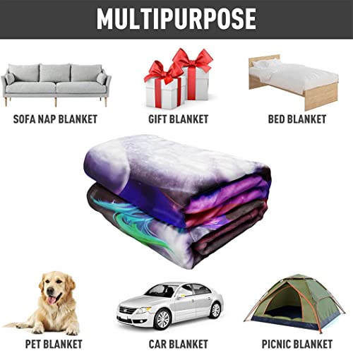 YISUMEI Warm Soft Cozy Plush Throw Fleece-Flannel Blanket 30"x40" Beautiful Unicorn Rainbow Nebula Moon