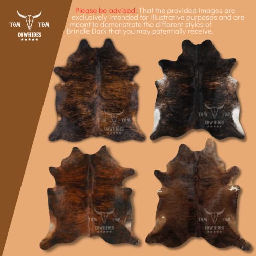 Tomtom Cowhides Brindle Dark Cowhide Rug 100% Natural Leather Rugs 7' x '6