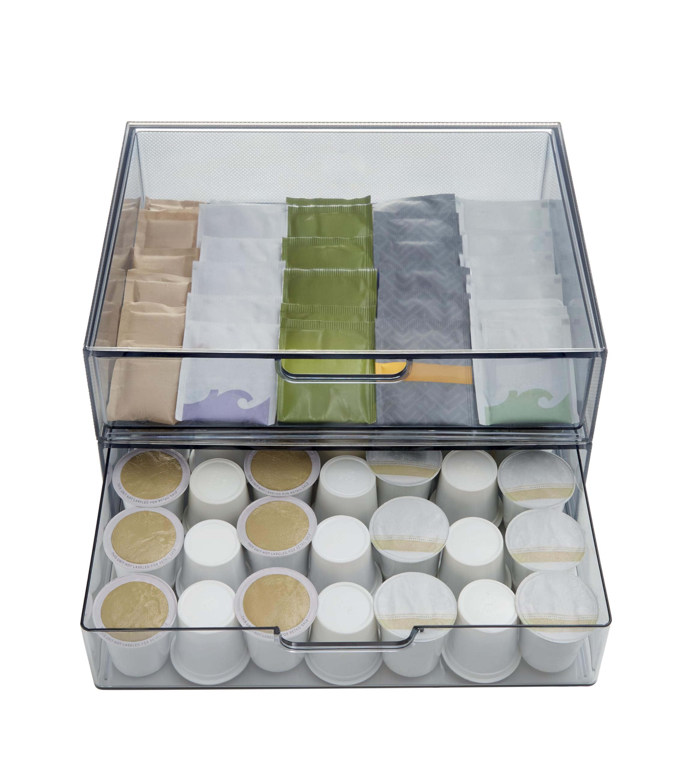 STORi STAX Plastic Stackable Organizer Drawers (Set of 2) Classic Grey | 12.5" Wide | Set Includes Two Open Drawer | Organize Office Desk Accessories & Sort Paper | Made in USA