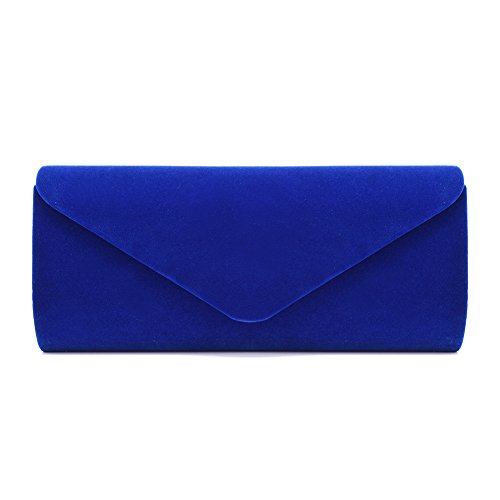 U-Story Women's Evening Wedding Party Velvet Envelope Clutch Bag Tote Purse Handbag (Blue)