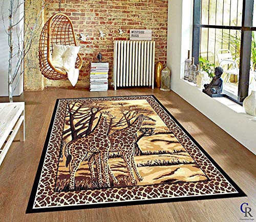 Champion Rugs Giraffe Area Rug African Safari Animal Carpet (3β 11β X 5β 2β)