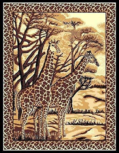 Champion Rugs Giraffe Area Rug African Safari Animal Carpet (3β 11β X 5β 2β)
