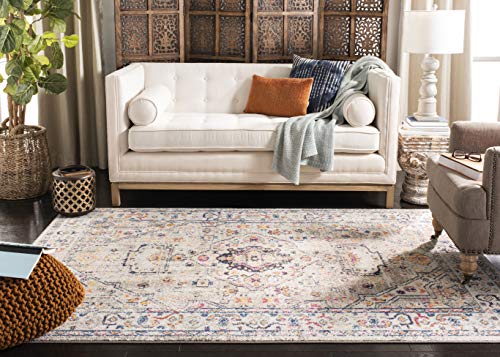 SAFAVIEH Madison Collection 6' x 9' Grey/Blue MAD468F Boho Chic Medallion Distressed Non-Shedding Living Room Bedroom Dining Home Office Area Rug