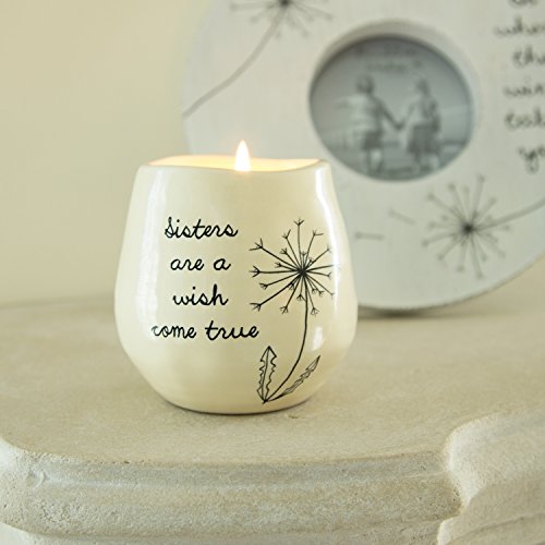 Pavilion Gift Company Plain Dandelion Sisters are a Wish Come True Yellow Ceramic Soy Serenity Scented Candle