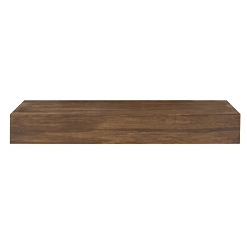 Kate and Laurel Boxx Floating Wooden Wall Mantel Shelf, 36 Inches, Rustic Brown