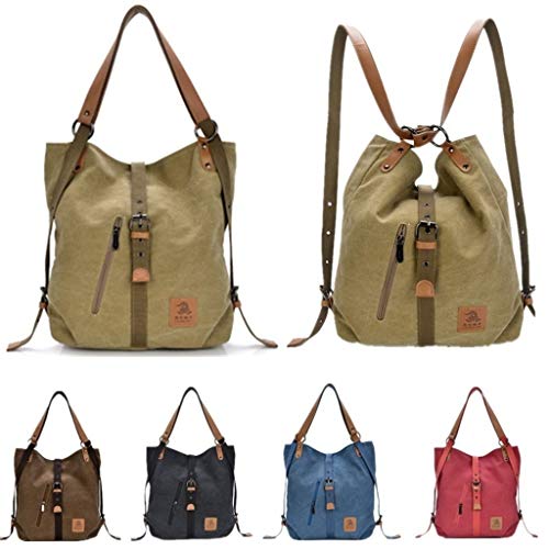 Leijing Women Canvas Casual Multifunctional Microfiber Leather Large Capacity Handbag Shoulder Bags Backpack Blue one size