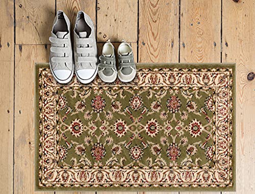 Noble Sarouk Green Persian Floral Oriental Formal Traditional Area Rug 2x4 ( 2'3" x 3'11" ) Easy to Clean Stain Fade Resistant Shed Free Modern Contemporary Transitional Soft Living Dining Room Rug