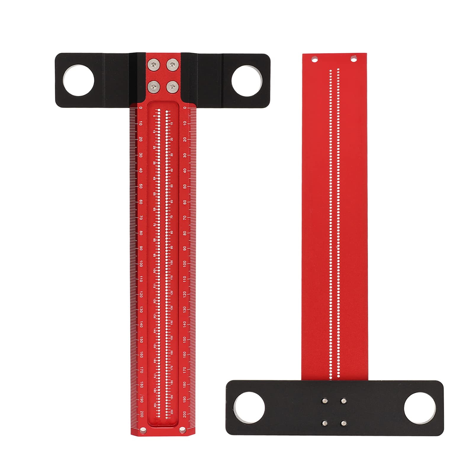 Woodworking Scriber T Square Ruler, Architects Ruler for Carpenter Work, Layout and Measuring, Aluminum Alloy Carpenter Square Ruler Clear Scale Scriber Tool for Woodworking