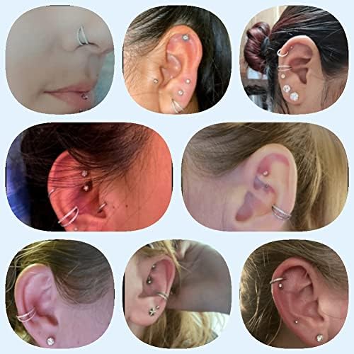 Yaoyaoyors 14G(1.6MM) Silver 10mm Hinged Nose Ring Hoop Double Open Ring Diamonds Septum Piercing Jewelry Cartilage Earrings Stainless Steel Helix Daith Lip Ring with Shiny Clear CZ