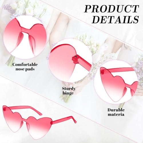 Chicpop 8 Pairs Heart Shaped Frameless Glasses Trendy Transparent Candy Color Eyewear for Party Favor