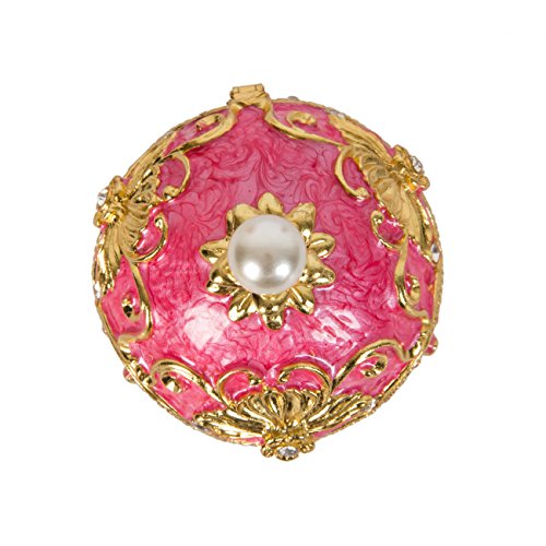QIFU Hand Painted Enameled Faberge Egg Decorative Hinged Jewelry Trinket Box Unique Gift for Home Decor