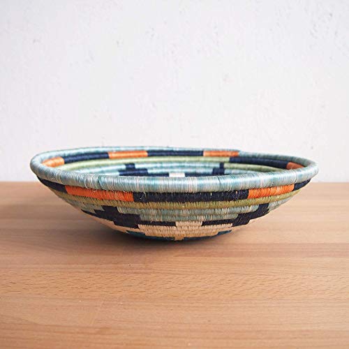 African Basket- Mwangaza/Rwanda Basket/Woven Bowl/Sisal & Sweetgrass Basket/Blues, Orange, Green, Yellow, White