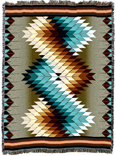 Pure Country Weavers Whirlwind Smoke Blanket - Southwest Native American Inspired - Gift Tapestry Throw Woven from Cotton - Made in The USA (72x54)
