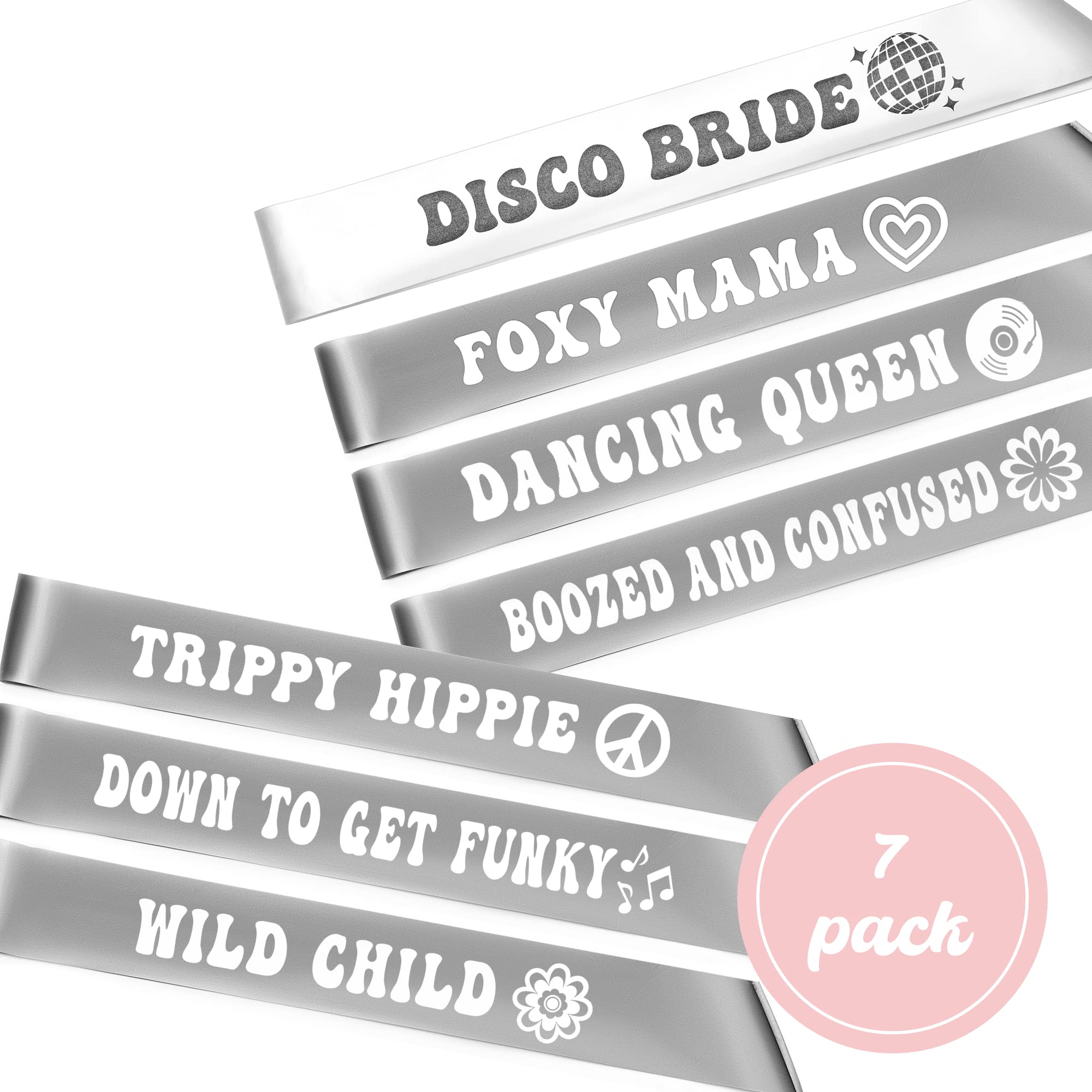 Last Disco Bachelorette Party Sashes I Includes Disco Bride Sash and 6 Disco Bachelorette Sashes I for Groovy Bachelorette or 70s Bachelorette Party I Bachelorette Sash Bride to Be